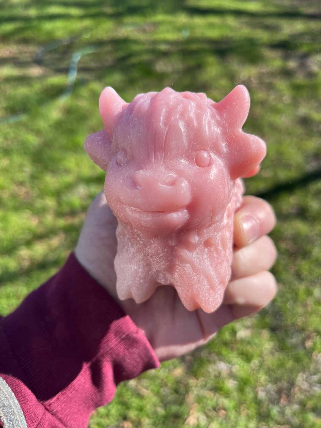 Pink Opal Highland Cow Carving, Crystal Home Decor (3.5") - Etsy