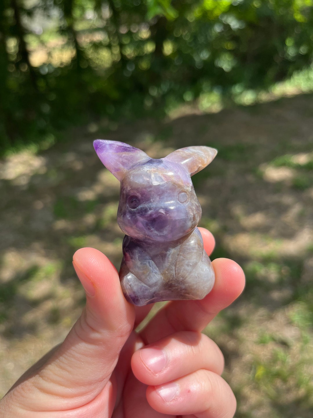 2 Purple Fluorite Pikachu Crystal Carving, Perfect Gift for Families ...