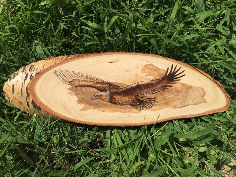Hand Wood Burned Flying Bald Eagle Pyrography - Etsy