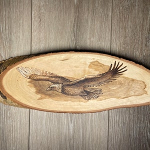 Hand Wood Burned Flying Bald Eagle Pyrography - Etsy
