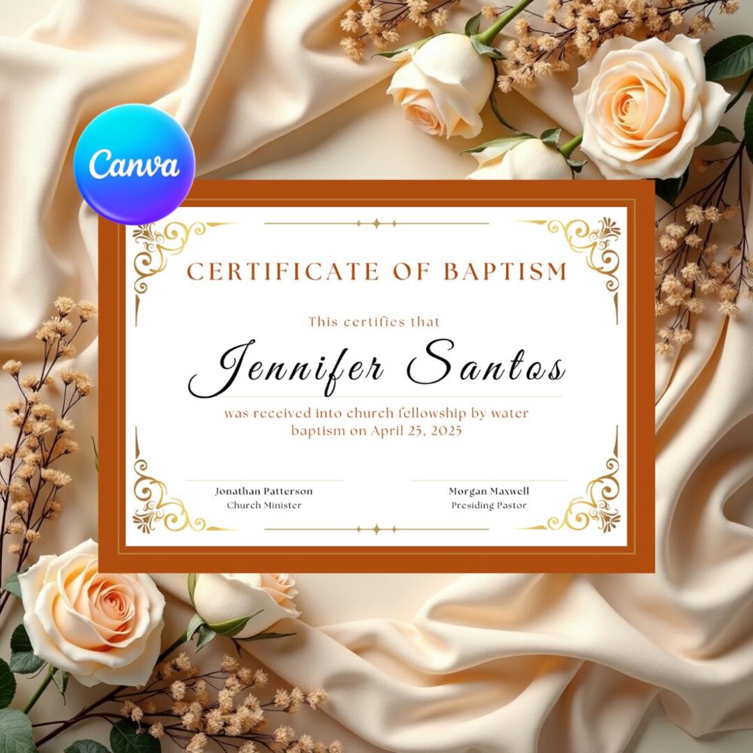 Editable Baptism Certificate Template | Printable Christian Certificate ...