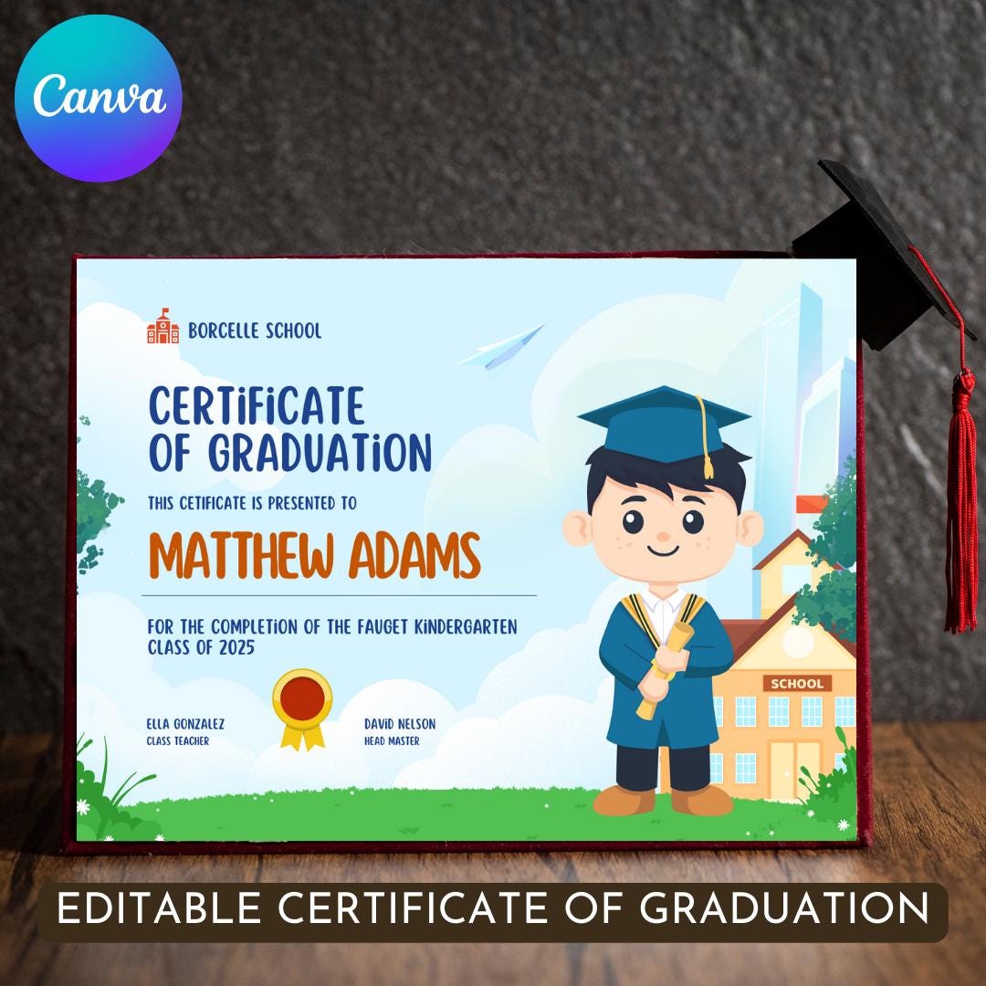 Editable Kindergarten Graduation Certificate | Fun & Colorful Printable ...