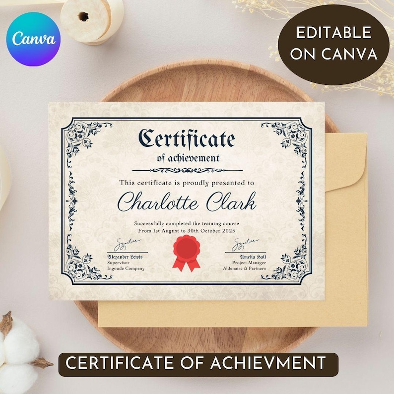 Custom Certificate of Achievement | Editable & Printable Template ...