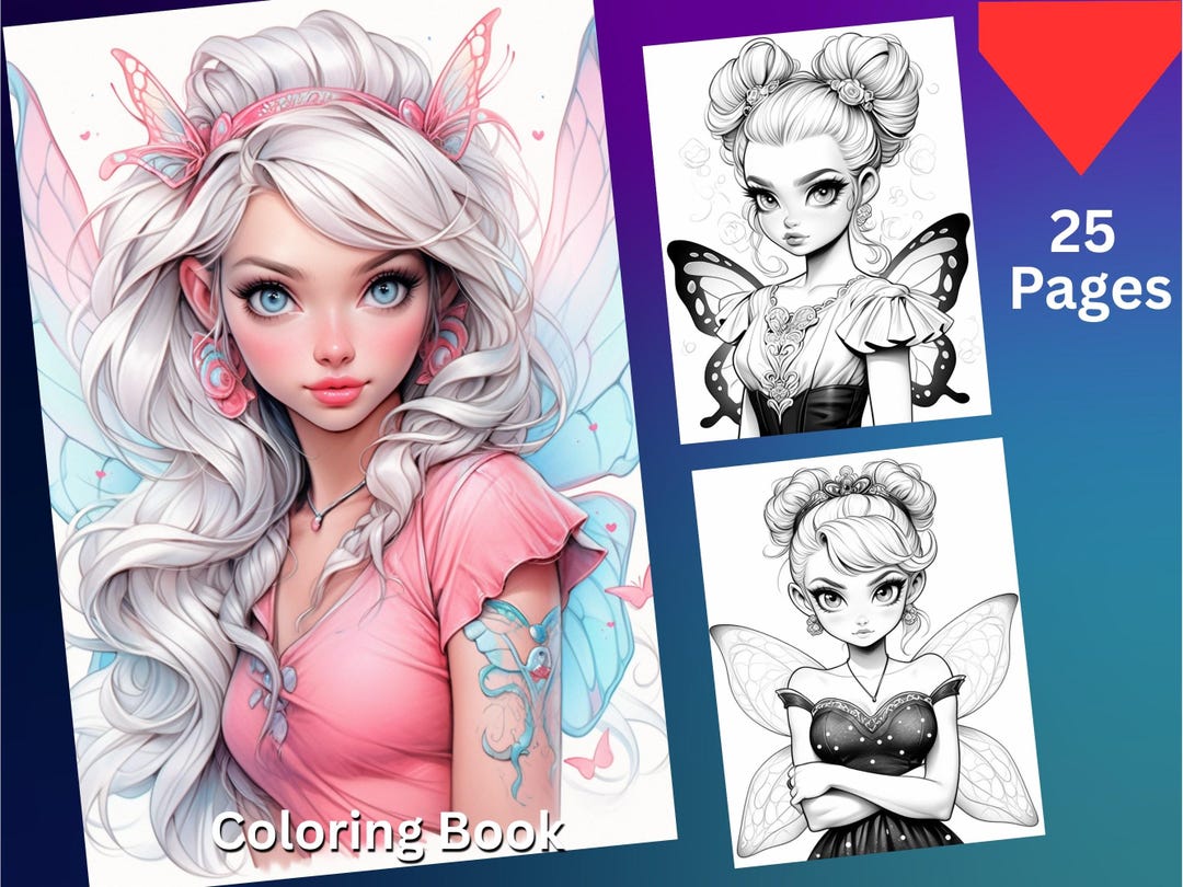 Fairy Coloring Book | 25 Whimsical Fantasy Girls (PDF Instant Download ...