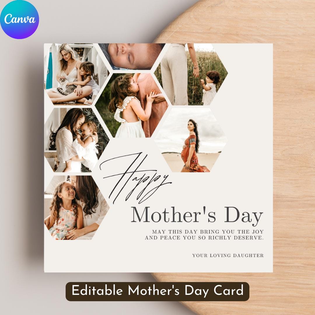 Editable Mother’s Day Card | Printable Floral Card Template for Mom ...
