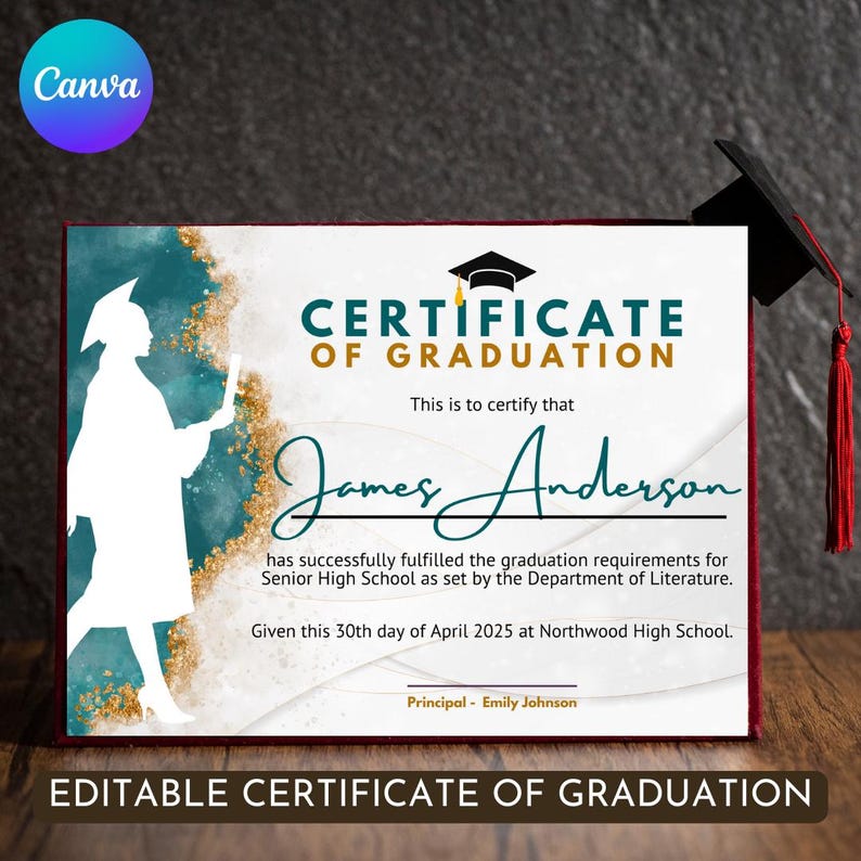 Editable Graduation Certificate Template: Printable PDF for Schools - Etsy