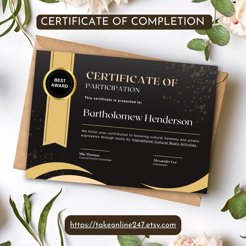 Editable Certificate of Participation | Printable Digital Template ...