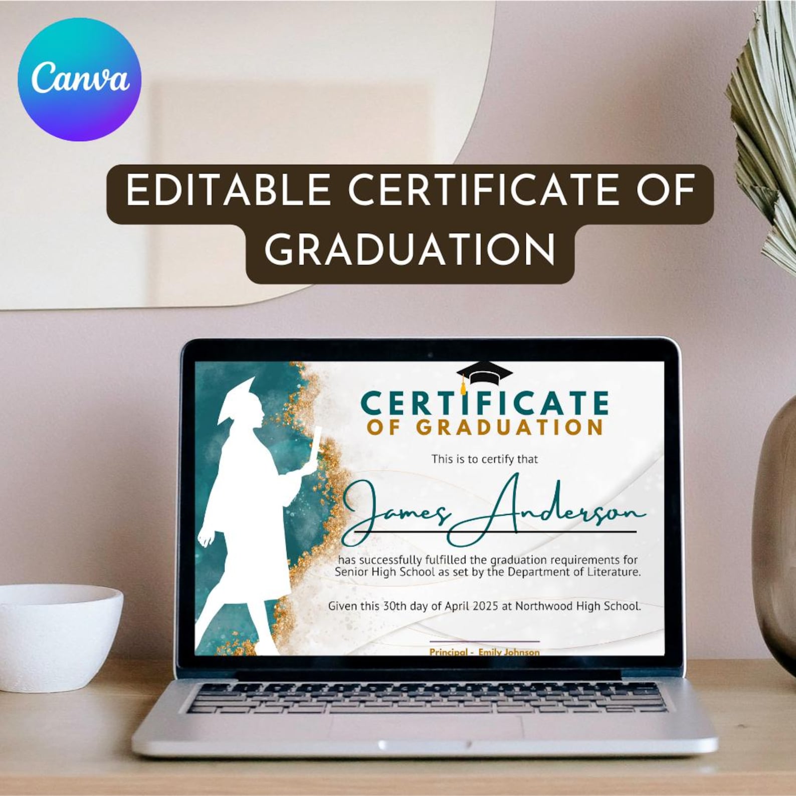 Editable Graduation Certificate Template: Printable PDF for Schools - Etsy