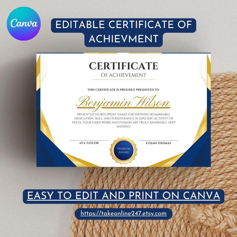 Certificate of Achievement Template | Editable Printable Award ...