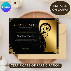 Printable Certificate of Participation | Editable Digital Template ...