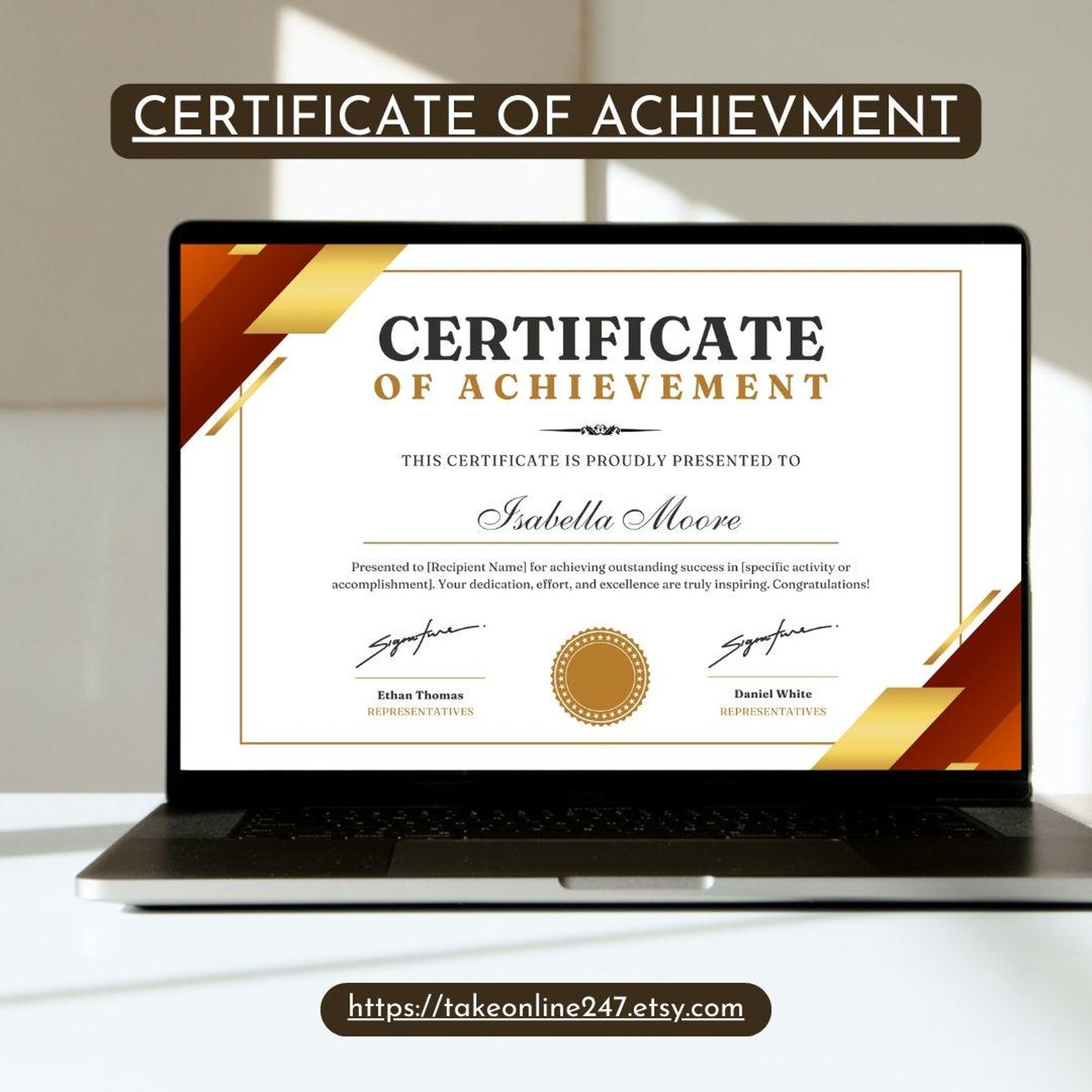 Editable Certificate of Achievement Template: Printable Award (PDF/PNG ...