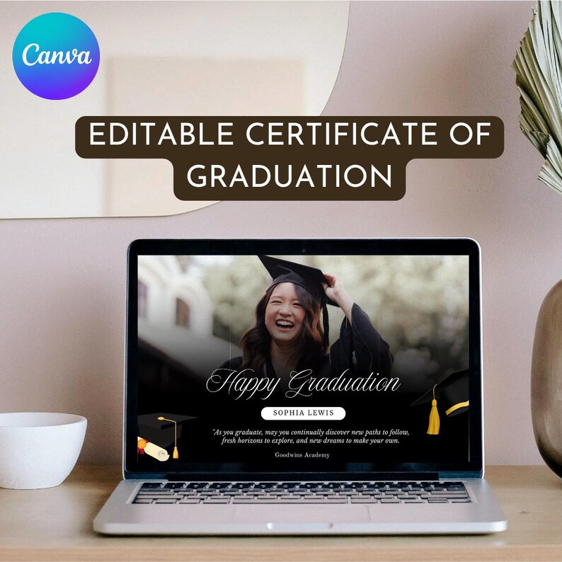 Professional Certificate of Graduation Template | Editable & Printable ...