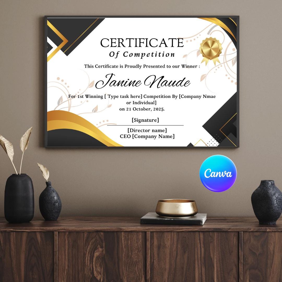 Certificate of Competition - Canva Template | A4 Landscape (digital ...