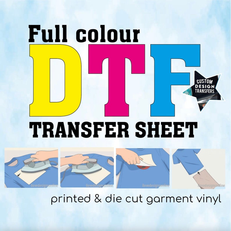 Full-colour DTF Transfer Sheet DIY Heat Transfer Garments Vinyl A3 A4 ...