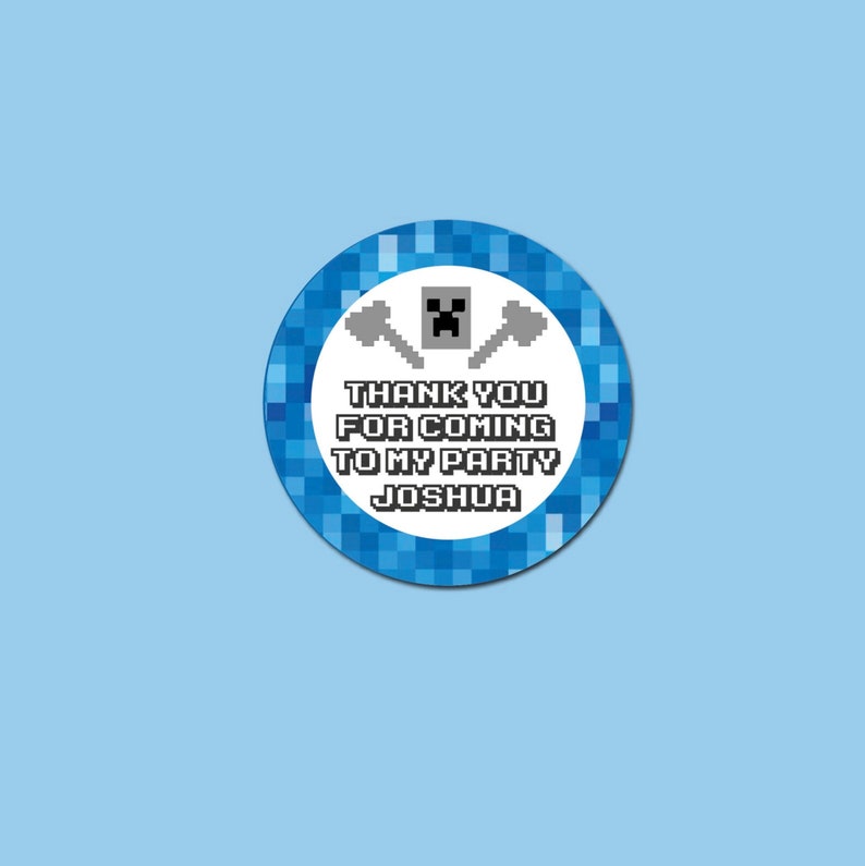 Minecraft Birthday Stickers Pink Blue or Green Personalised With Name ...