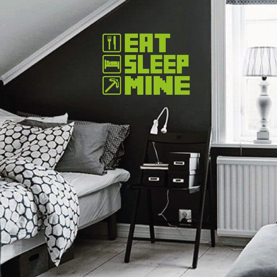 Minecraft EAT SLEEP MINE Sticker | Vinyl Wall Decal | Bedroom ...