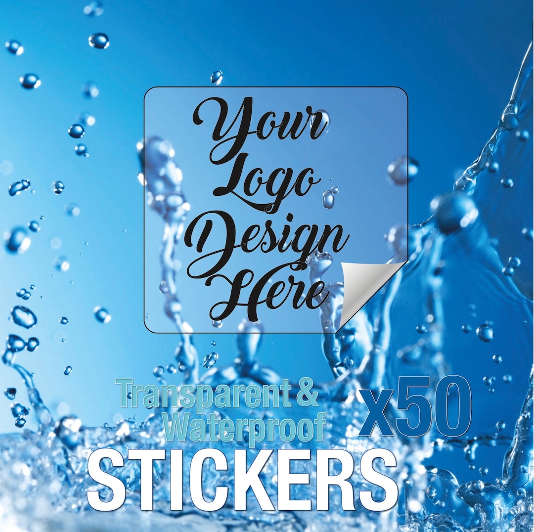 50x Transparent Waterproof Image/ Logo Stickers | Custom Business Print ...