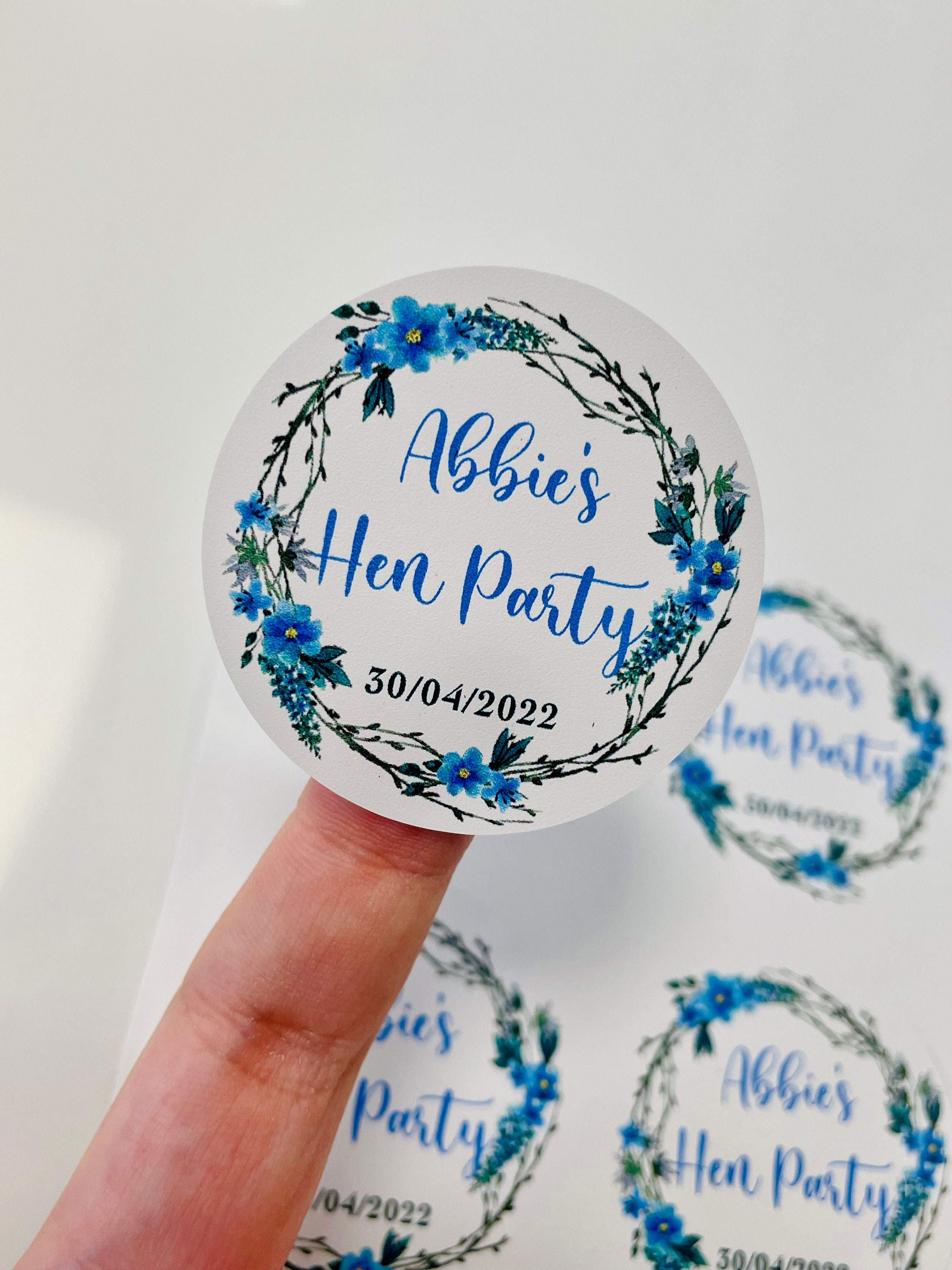 Blue & Green Forget-me-not Floral Wreath Stickers I Birthday Engagement ...