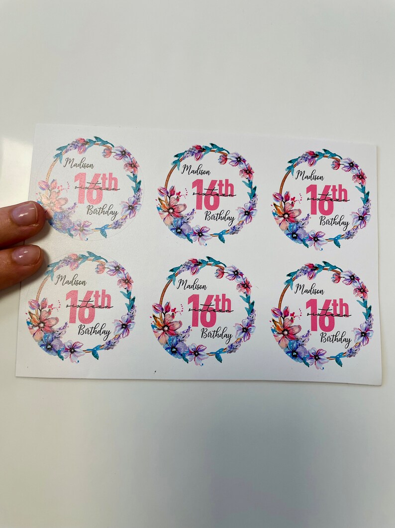 Sweet Teens Birthday Stickers | 16th 18th 21st Birthday Party Favours ...
