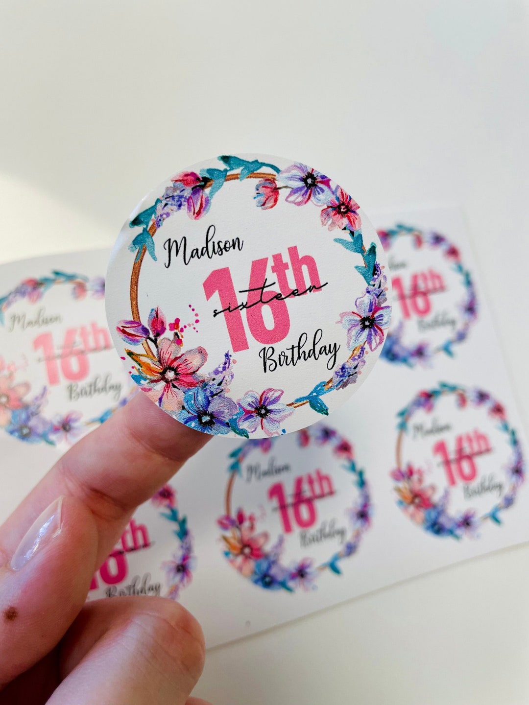 Sweet Teens Birthday Stickers | 16th 18th 21st Birthday Party Favours ...