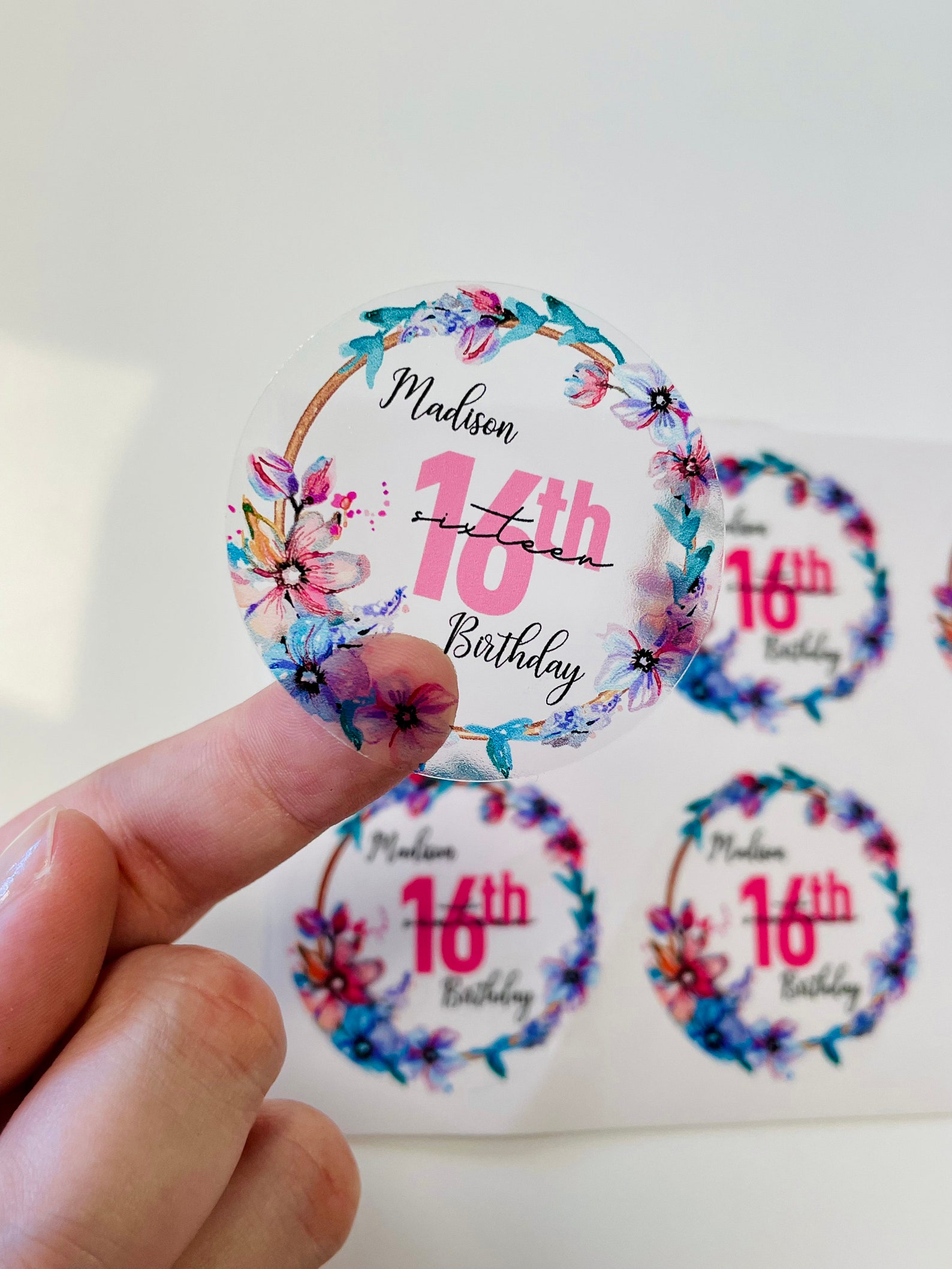 Sweet Teens Birthday Stickers | 16th 18th 21st Birthday Party Favours ...