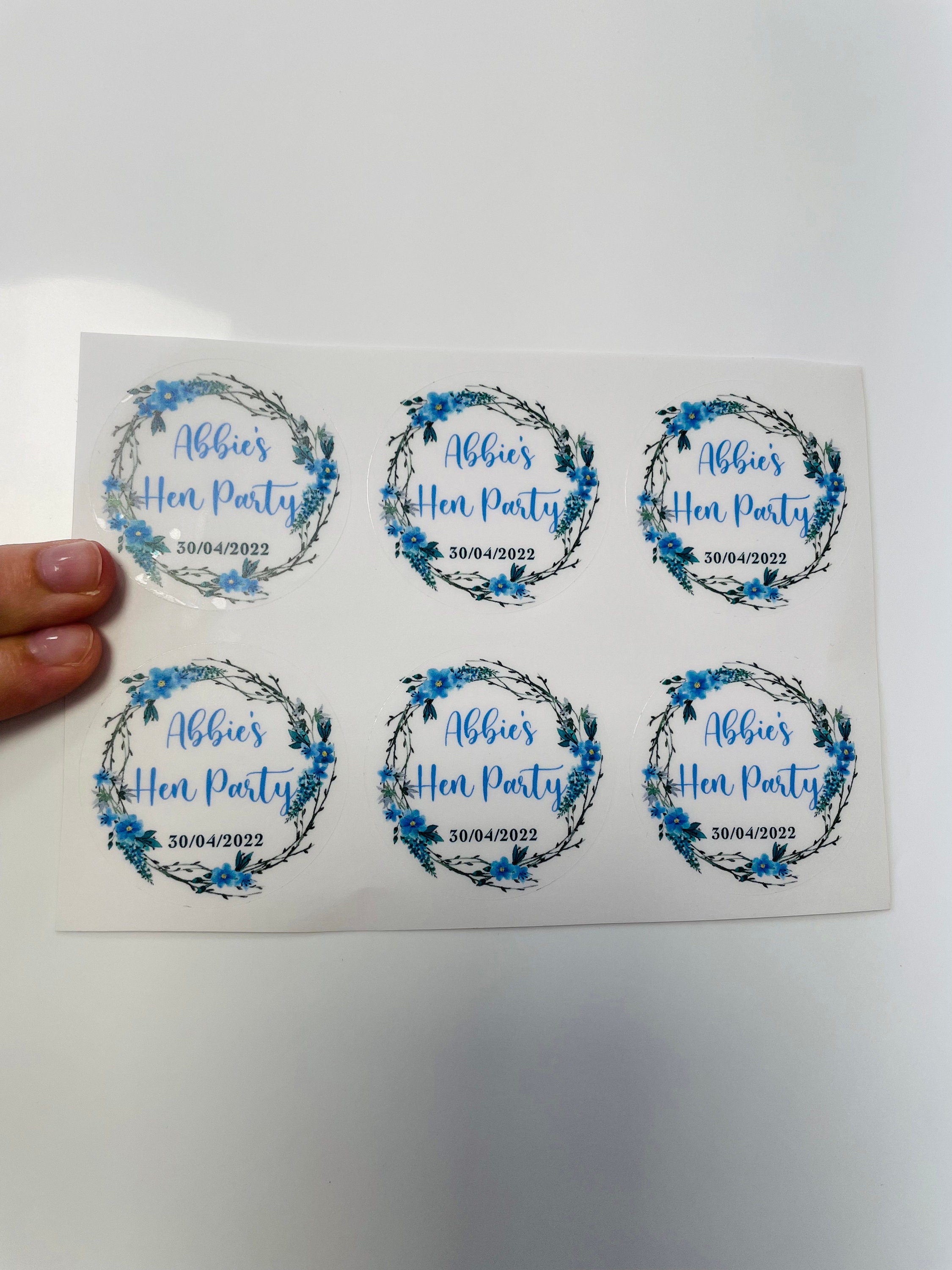 Blue & Green Forget-me-not Floral Wreath Stickers I Birthday Engagement ...