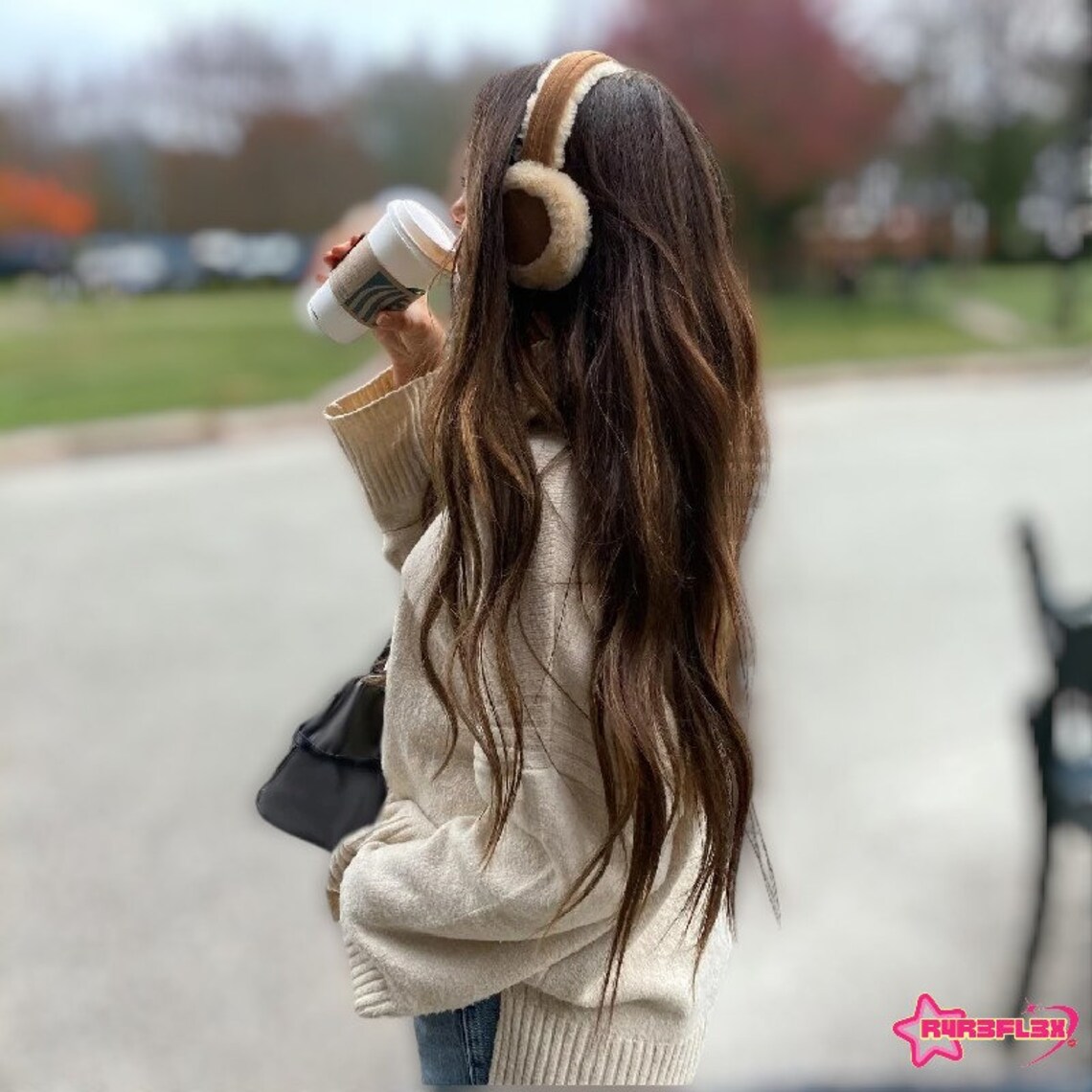Womens Soft Y2k Fluffy Sheepskin Ear Muffs Earwarmers Winter Clothing ...