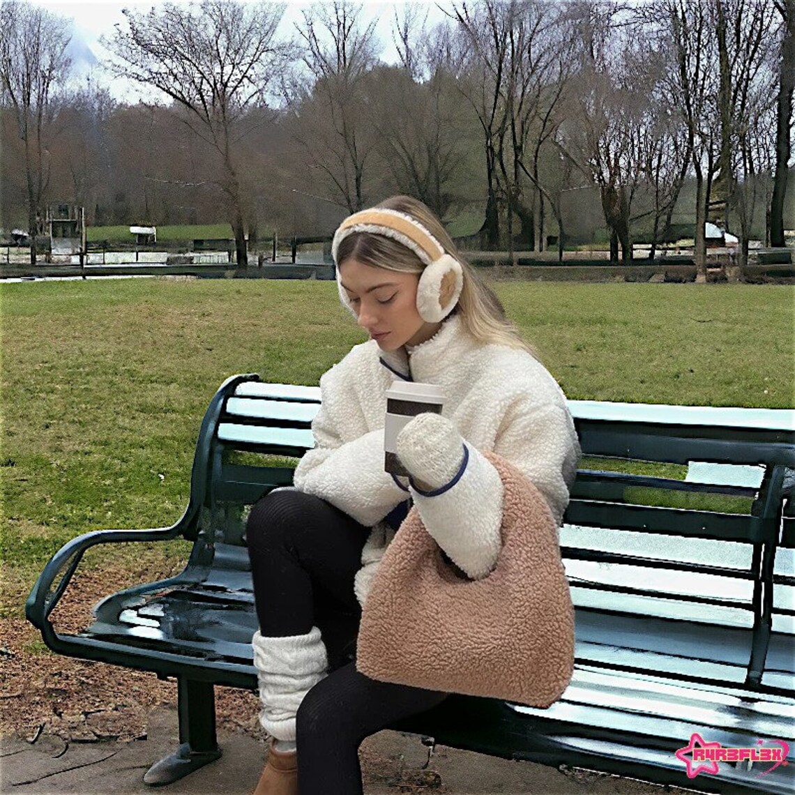 Womens Soft Y2k Fluffy Sheepskin Ear Muffs Earwarmers Winter Clothing ...