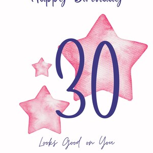 Happy Birthday Cards Stars,instant Download, Printable, 30th Birthday ...