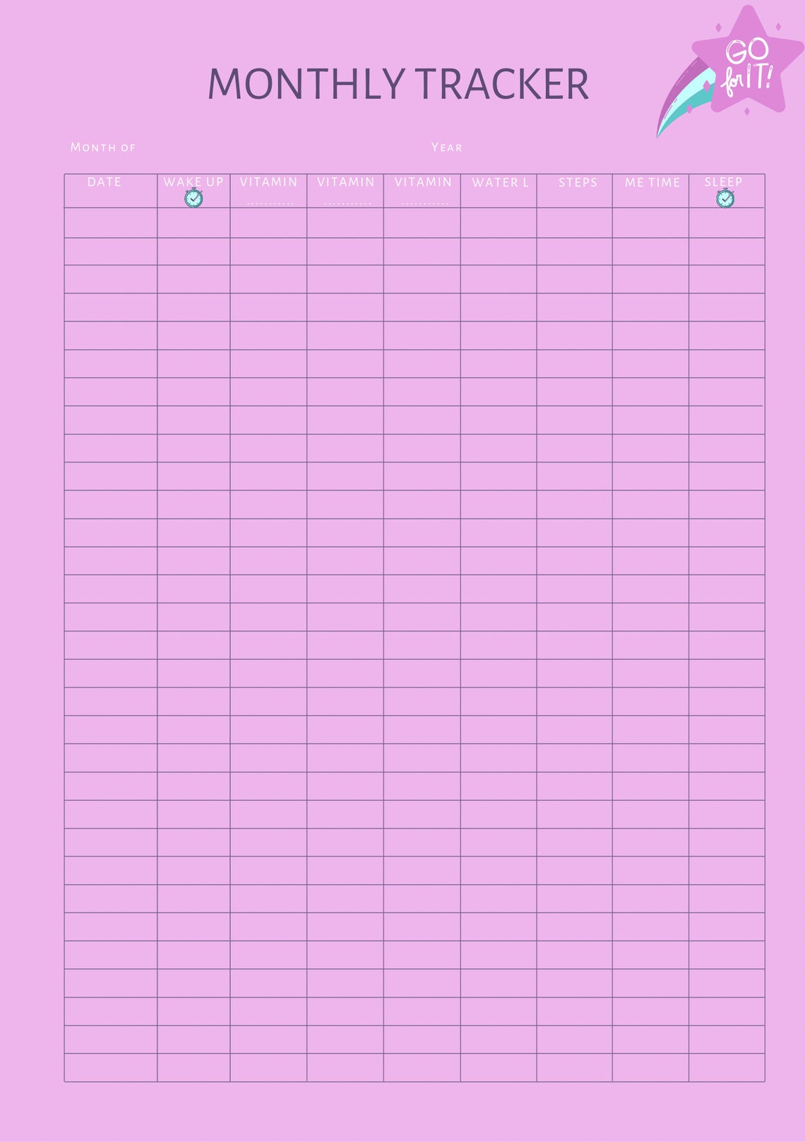 Monthly Tracker, Wellbeing, Printable, Instant Download - Etsy