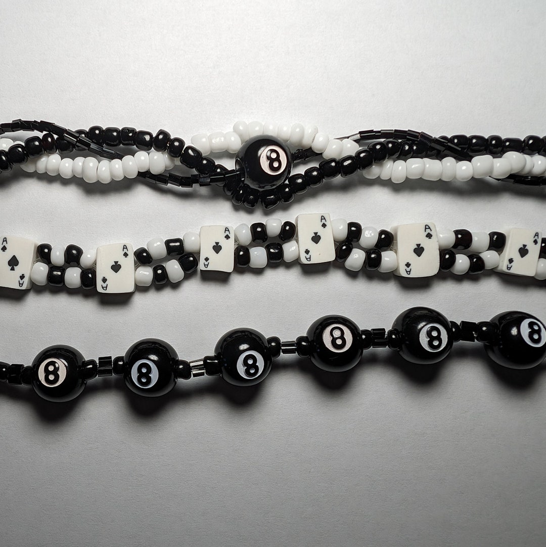 A Night in the Pool Hall Beaded 8 Ball and Card Bracelets - Etsy