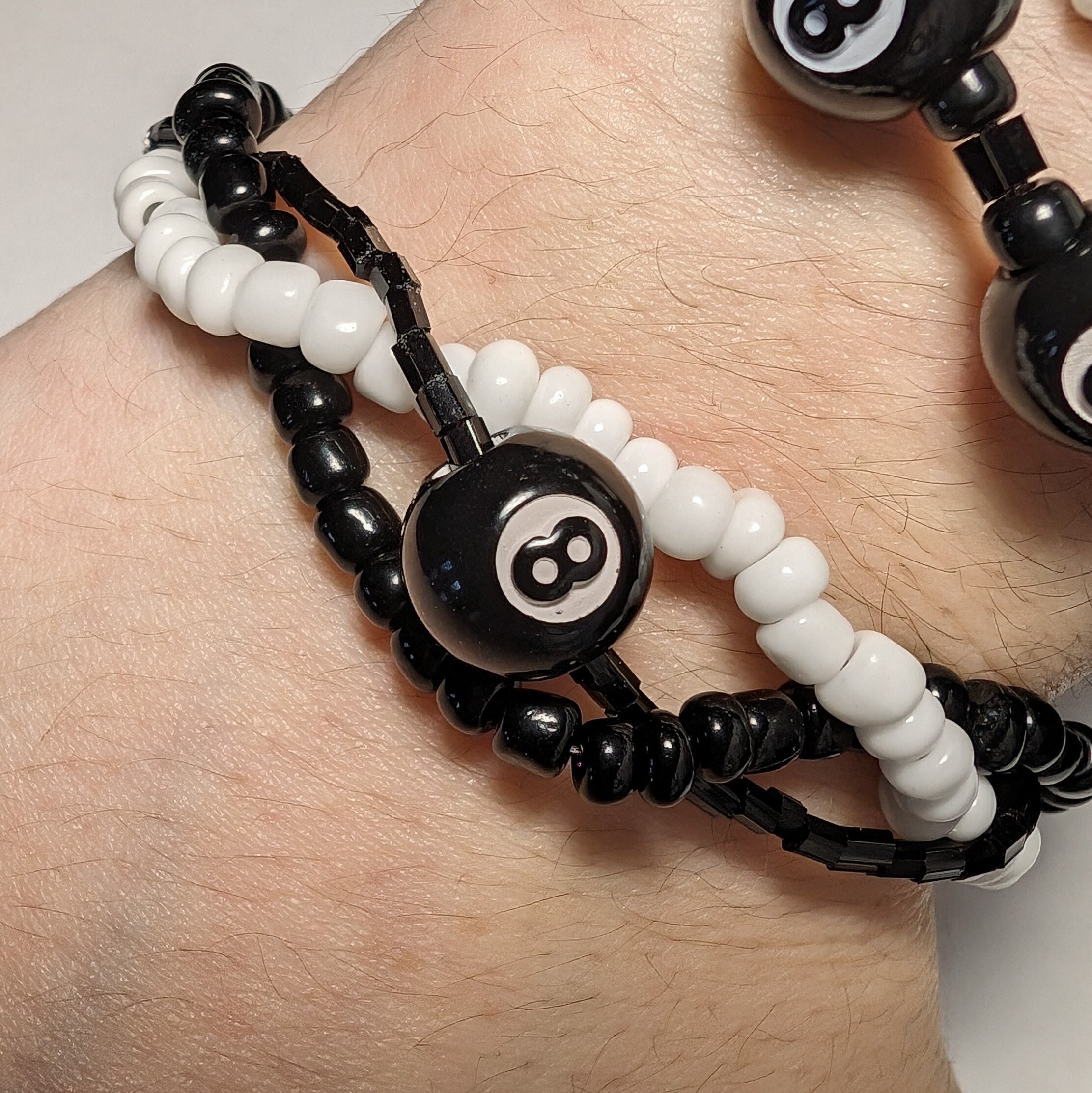 A Night in the Pool Hall Beaded 8 Ball and Card Bracelets - Etsy