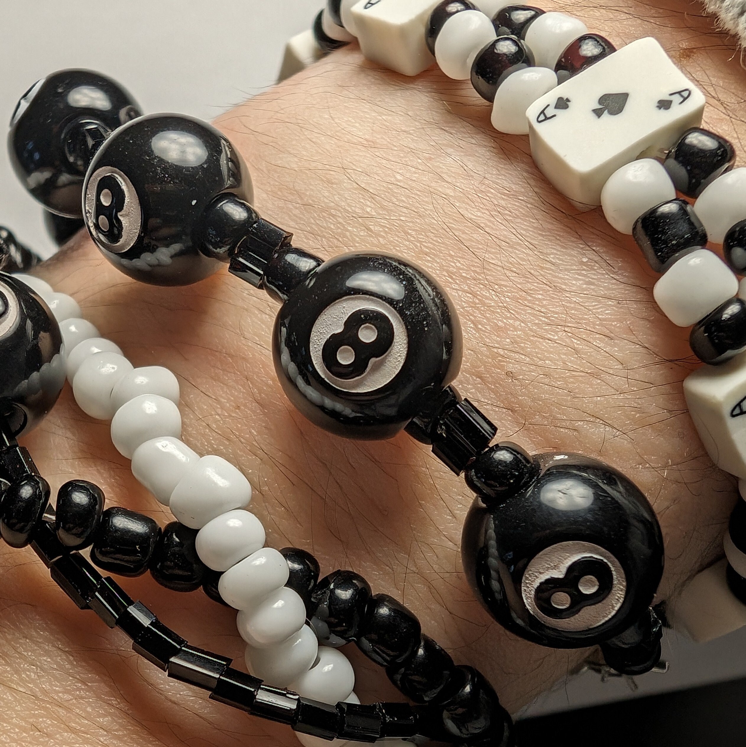 A Night in the Pool Hall Beaded 8 Ball and Card Bracelets - Etsy