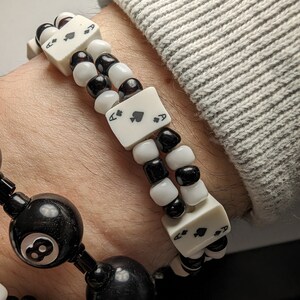 A Night in the Pool Hall Beaded 8 Ball and Card Bracelets - Etsy