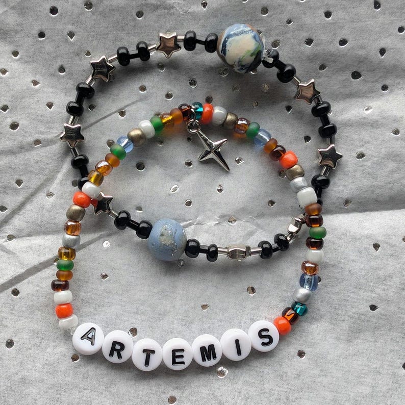 Artemis II Mission Moon Earth Clay Seed Bead Bracelets - Etsy