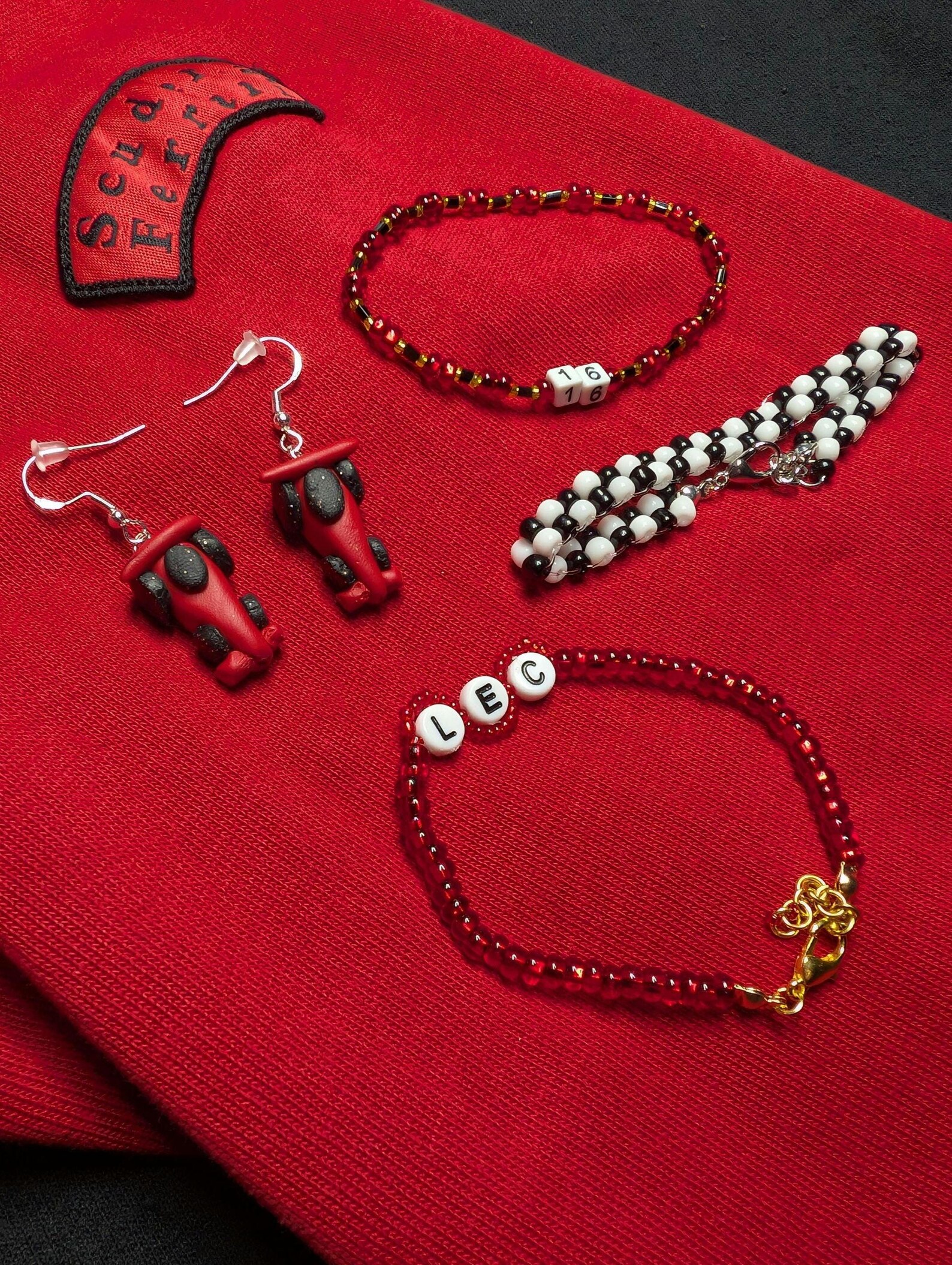 Ferrari F1 Formula 1 Racing Team Bracelets and Earrings | Leclerc and ...