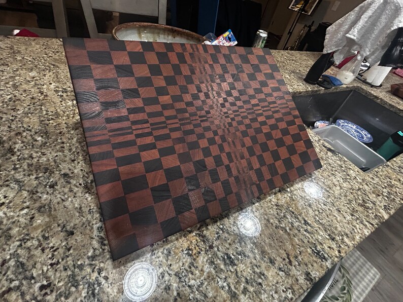 3d Illusion End Grain Cutting Board Walnut & Cherry - Etsy