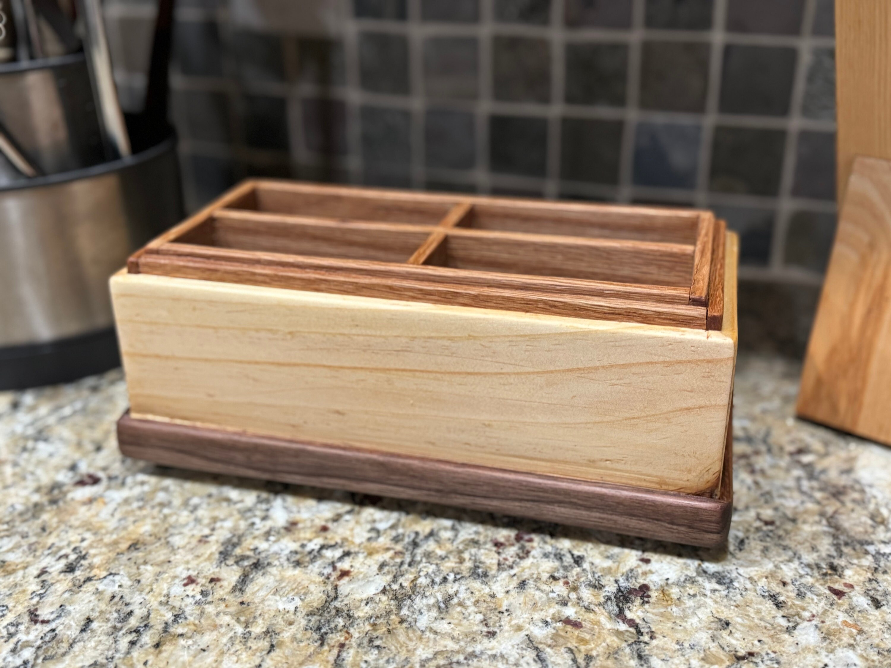 Walnut, Pine & Red Oak 4 Compartment Box - Etsy