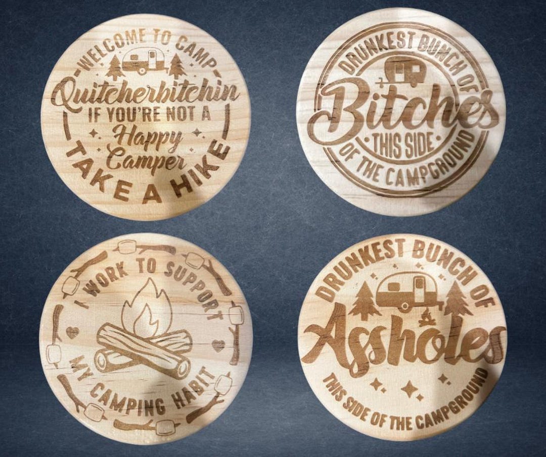 Wooden Camping Coasters Set of 4 Drink Coasters Great Gift Idea - Etsy