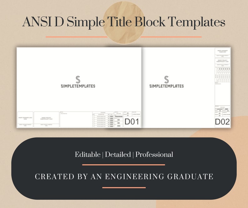 Simple Engineering Autocad Design Horizontal Title Block Template ANSI ...