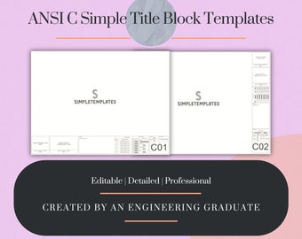 Simple Engineering Autocad Design Horizontal Title Blocks Template ANSI ...