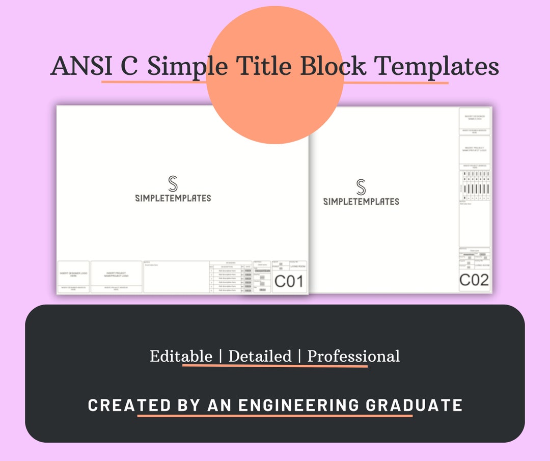 Simple Engineering Autocad Design Horizontal Title Block Template ANSI ...