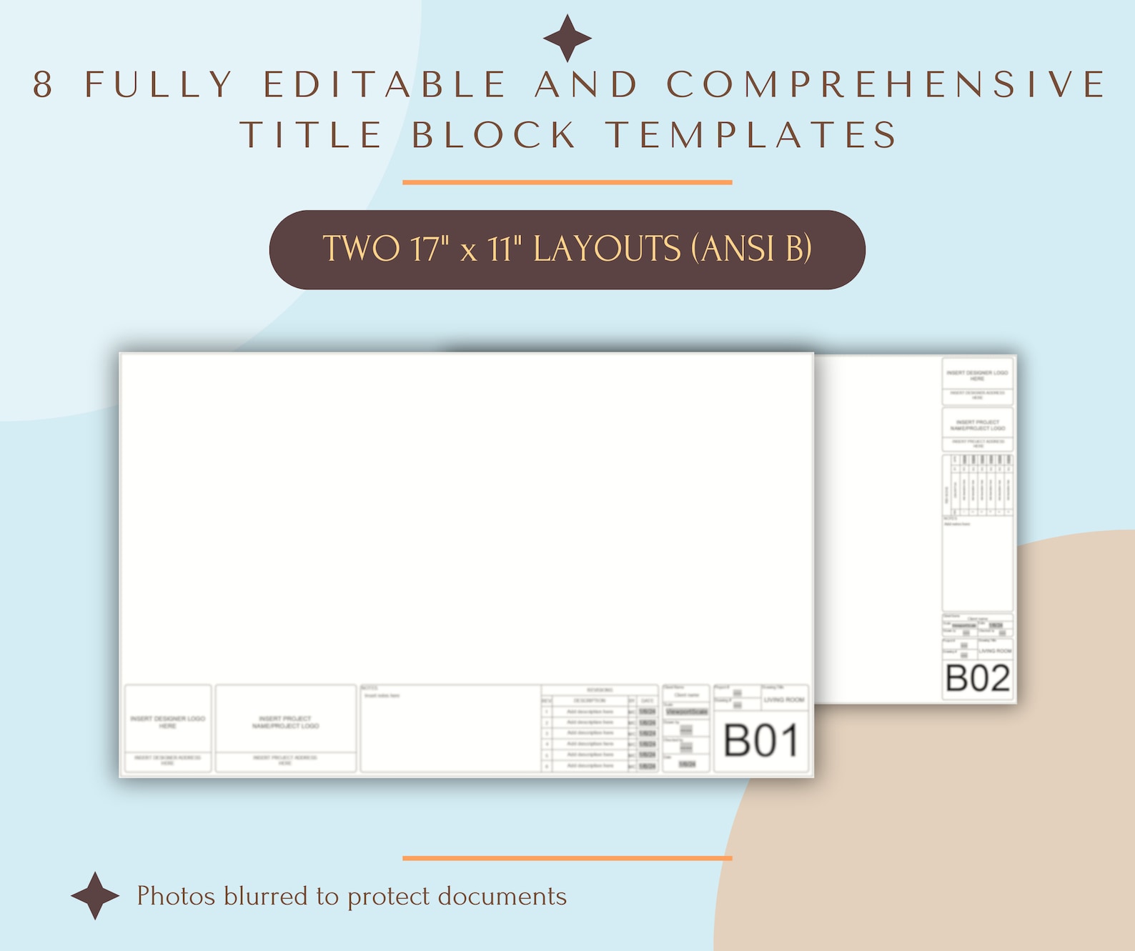 Simple Engineering Autocad Design Horizontal Title Blocks Template ANSI ...