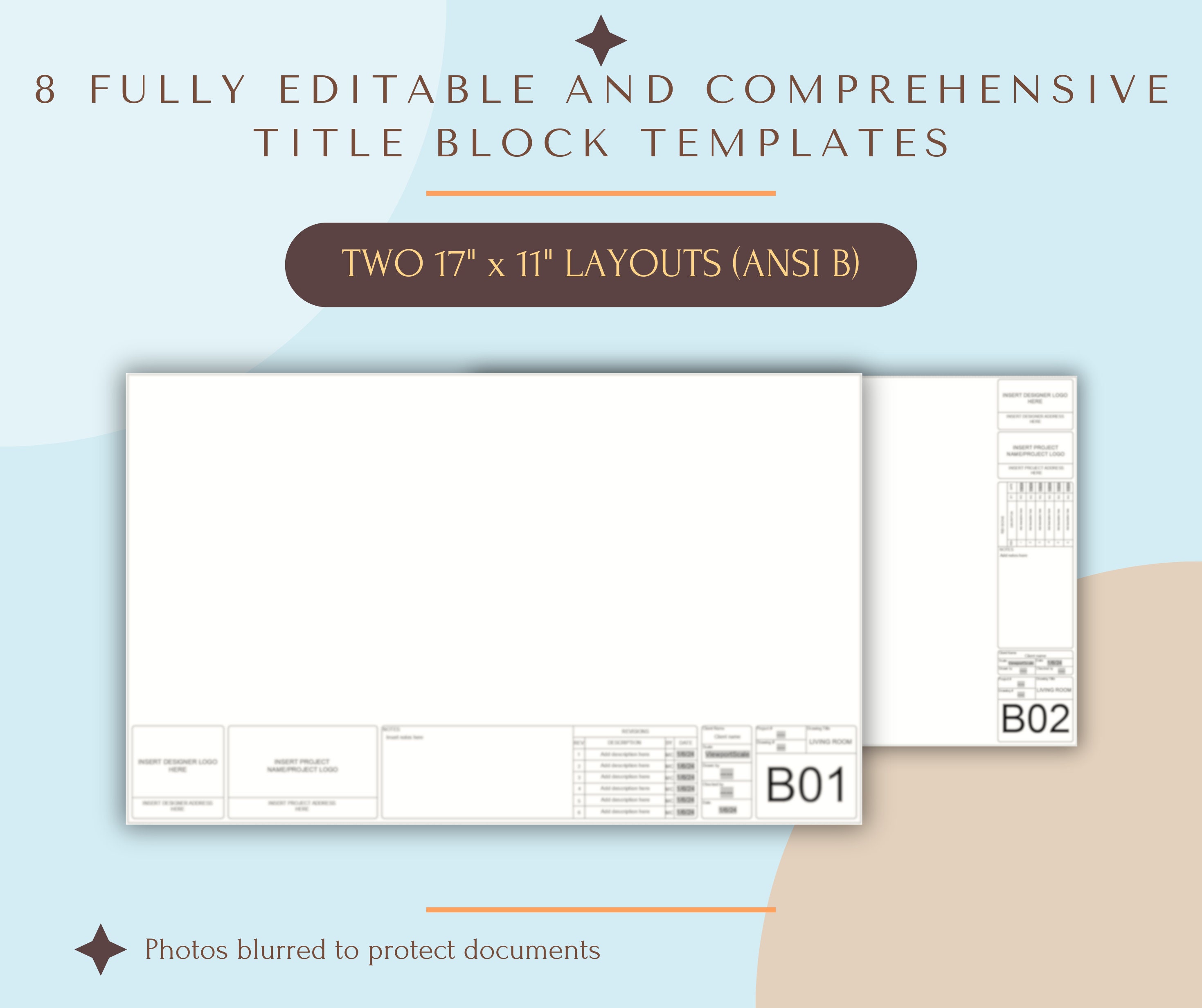 Simple Engineering Autocad Design Horizontal Title Blocks Template ANSI ...