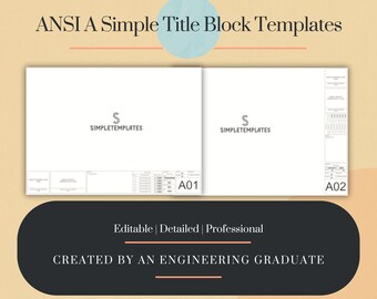 Simple Engineering Autocad Design Horizontal Title Blocks Template ANSI ...