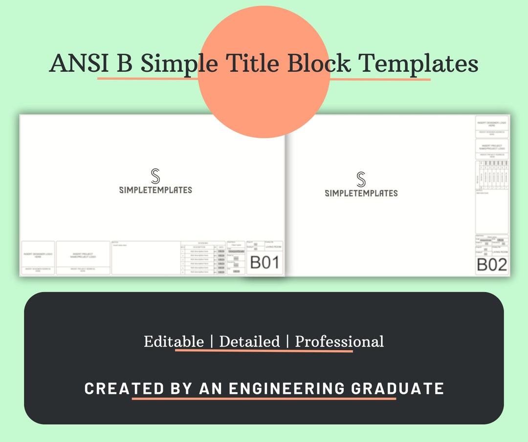 Simple Engineering Autocad Design Horizontal Title Blocks Template ANSI ...