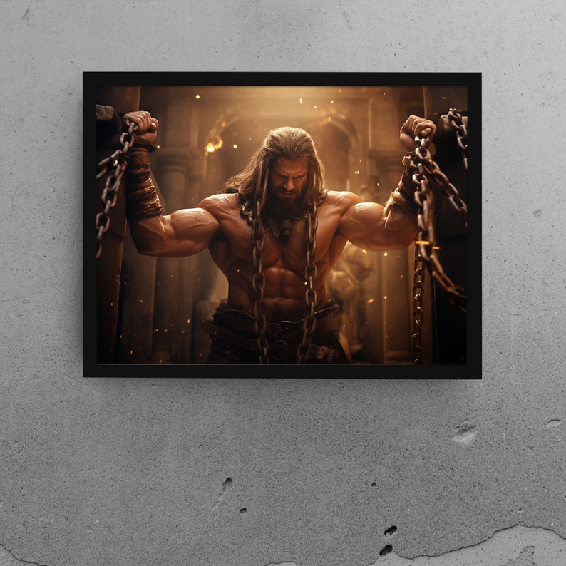 Samson Canvas or Poster Christian Wall Art, Simon in Chains, Bible ...