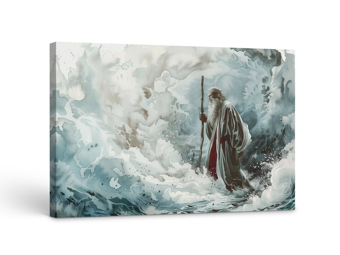 Moses Parting the Red Sea Canvas or Poster Christian Wall Art, Exodus ...