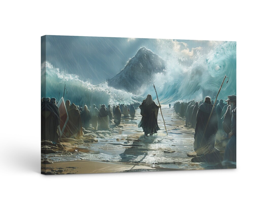 Moses Parting the Red Sea Canvas or Poster Christian Wall Art, Way ...