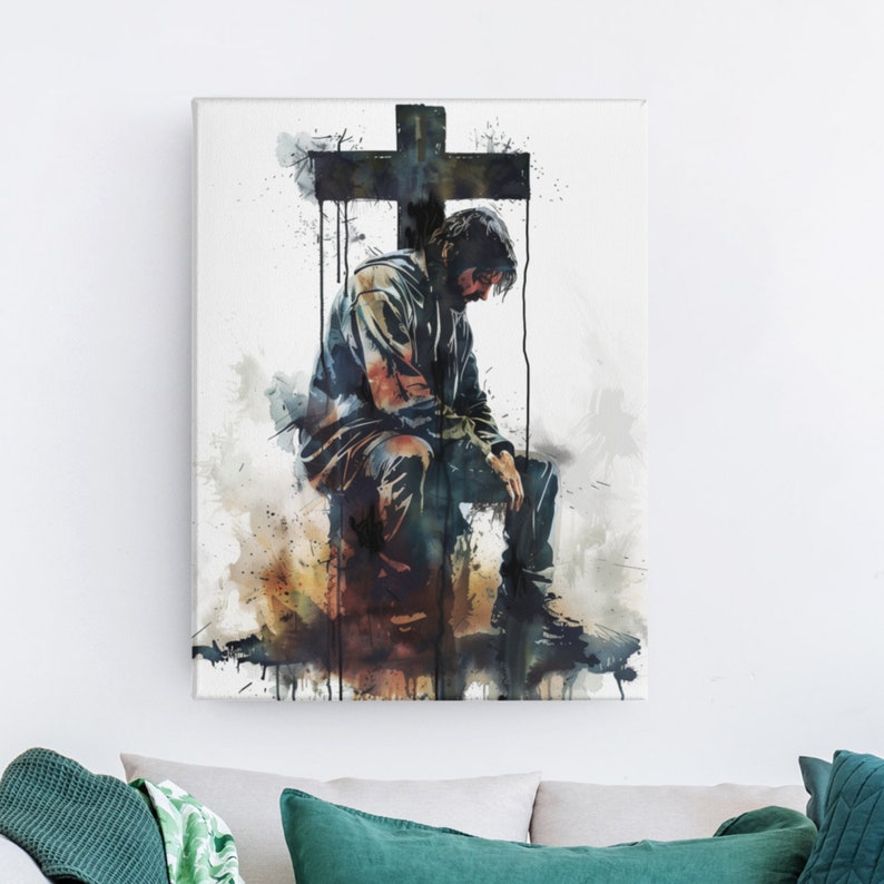 Jesus Christ Praying Canvas or Poster Christian Wall Art, Holy Painting ...